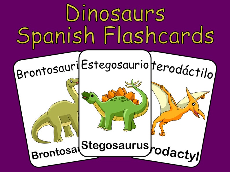 Spanish Dinosaurs Flashcards Vocabulary Study Flash Cards - Etsy