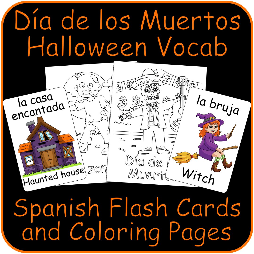Spanish-english Halloween Flashcards & Coloring Pages, Bilingual ...
