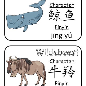 Mandarin Chinese Animals Flashcards - 101 Animal Vocabulary Flash Cards ...