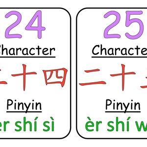 Mandarin Chinese Number Flashcards - Numbers 0 to 100 Vocabulary Flash ...