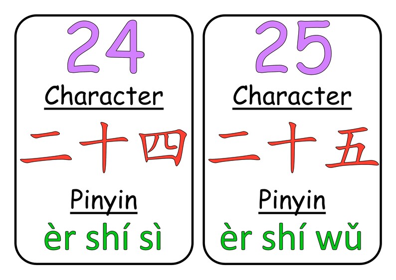 Mandarin Chinese Number Flashcards - Numbers 0 to 100 Vocabulary Flash ...
