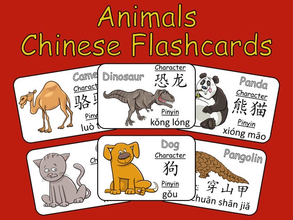Mandarin Chinese Animals Flashcards 101 Animal Vocabulary - Etsy
