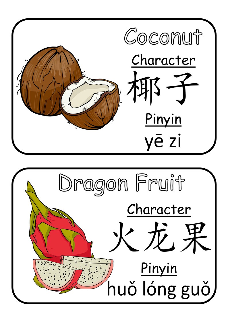 Mandarin Chinese Foods Flashcards 101 Food Vocabulary Flash Cards With ...