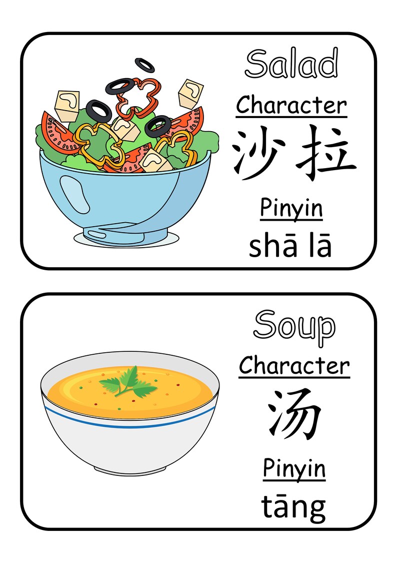 Mandarin Chinese Foods Flashcards 101 Food Vocabulary Flash Cards With ...