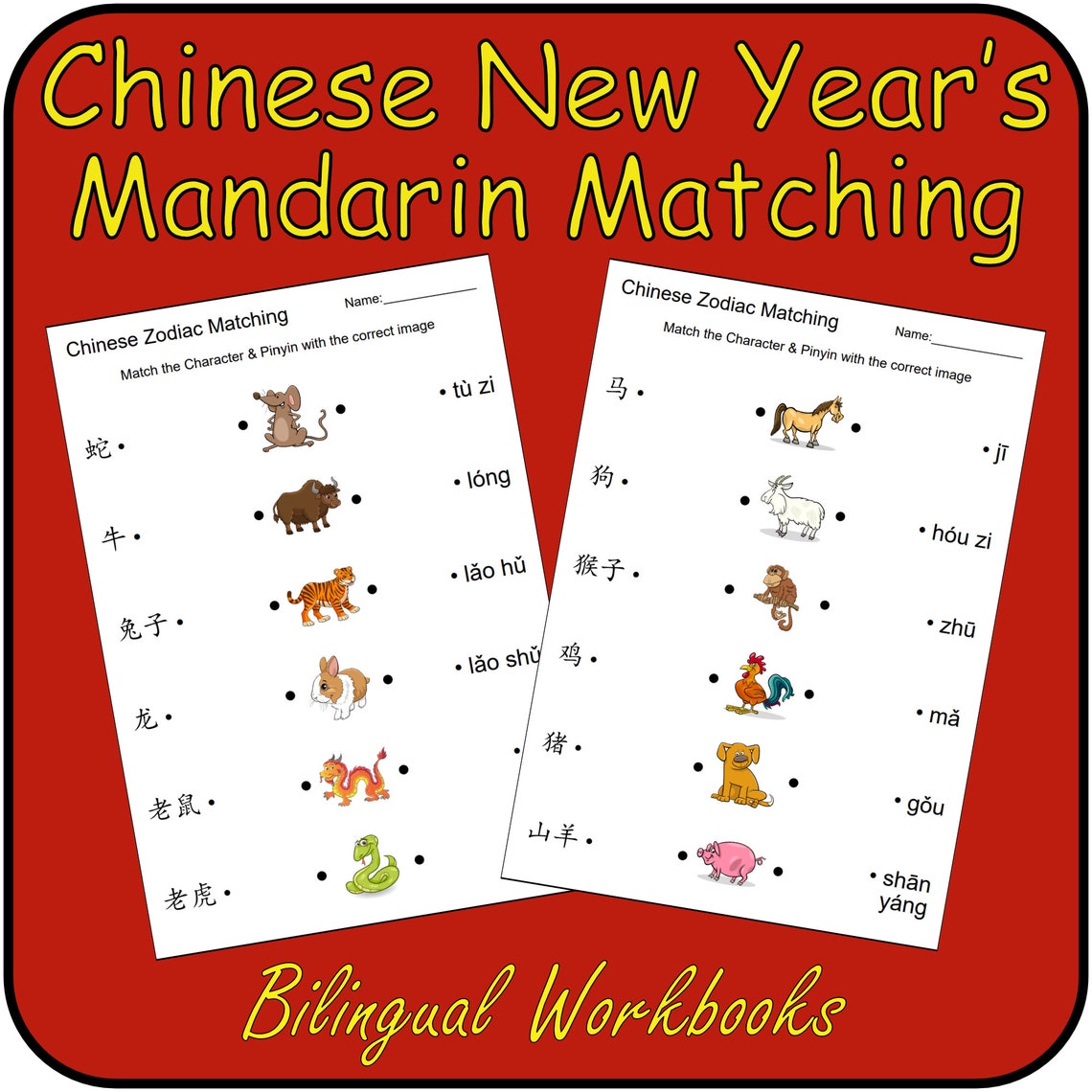 Chinese New Year 2024 Mandarin Bundle-picture Flash Cards, Write ...