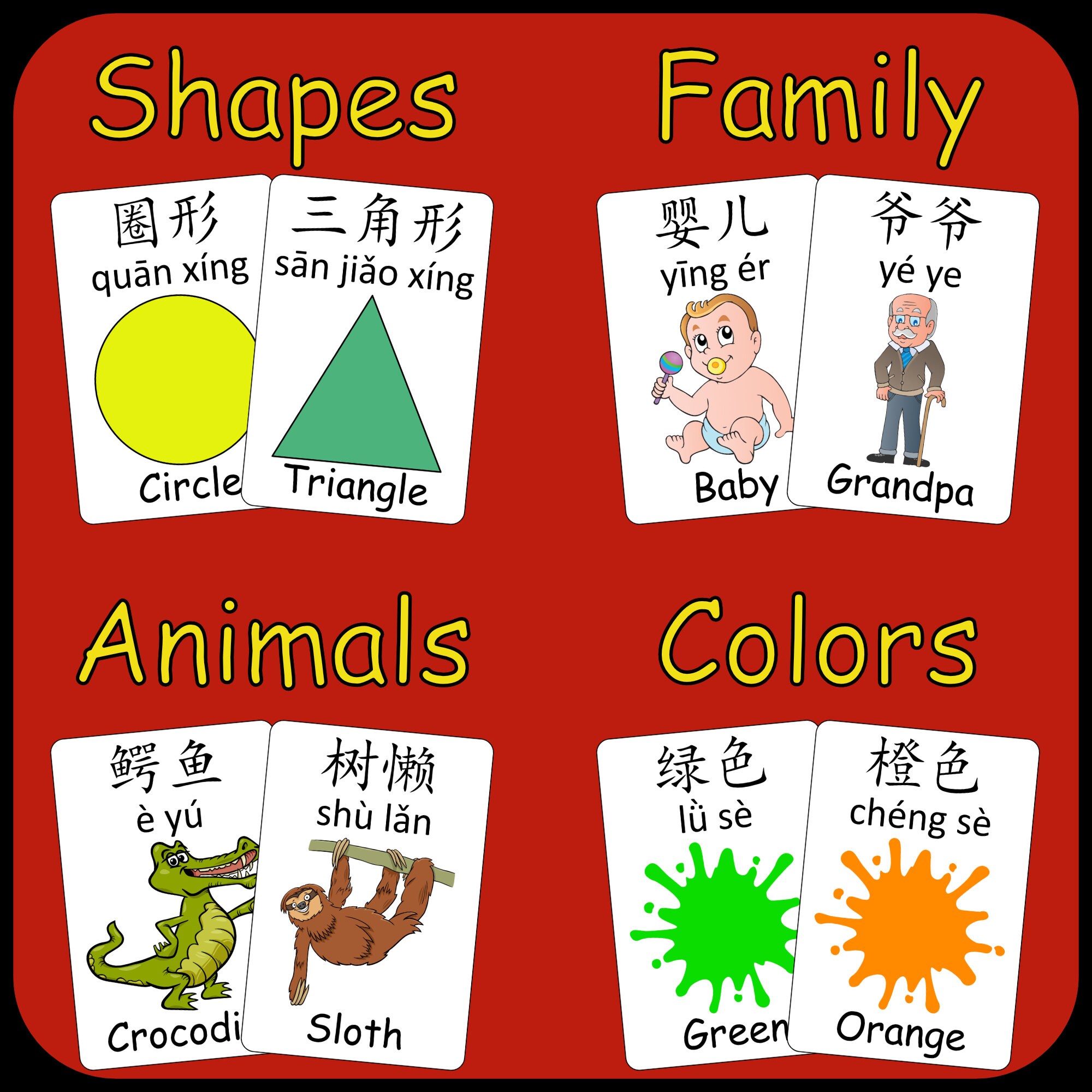 Learn Mandarin Chinese to English Flashcards Chinese Bilingual Flash ...