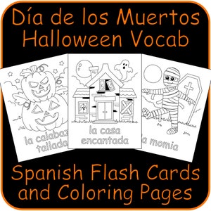 Spanish-english Halloween Flashcards & Coloring Pages, Bilingual ...
