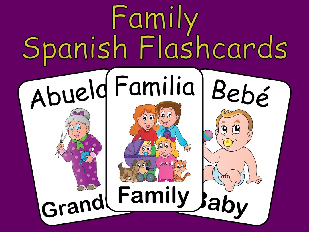 Spanish to English Family Members Flashcards - Family Vocabulary Flash ...