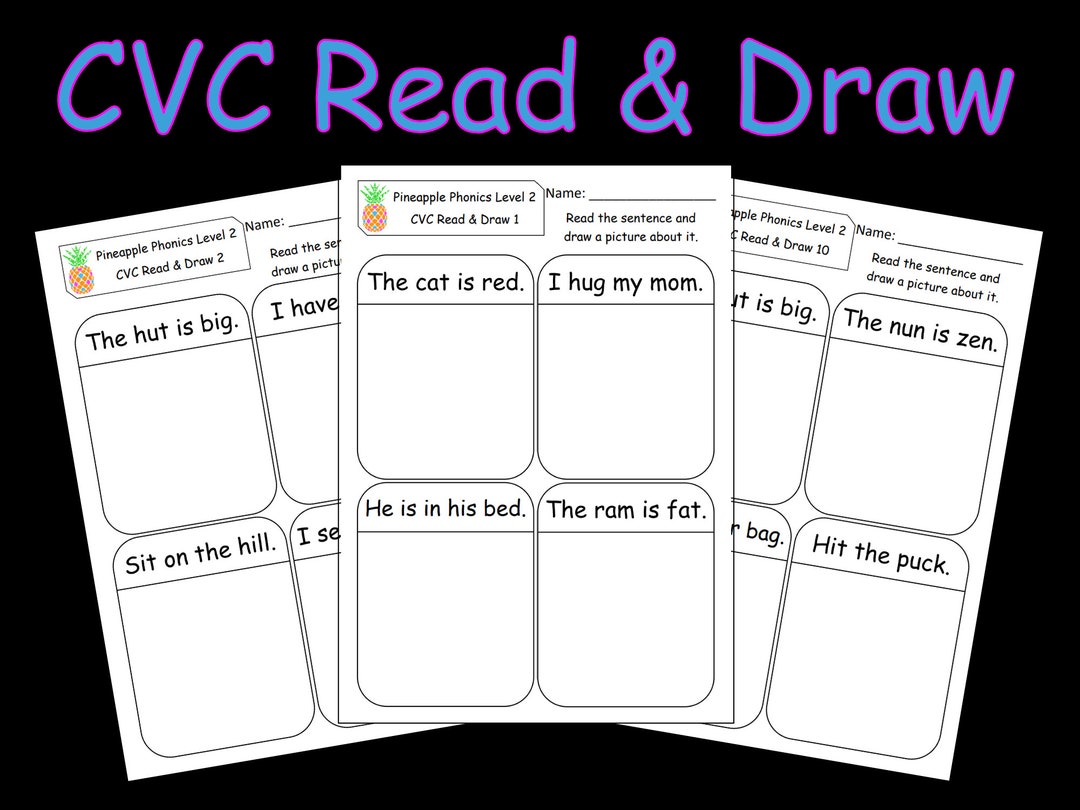 English Read & Draw CVC Short Vowel Sentences W/ Vocab Pineapple ...