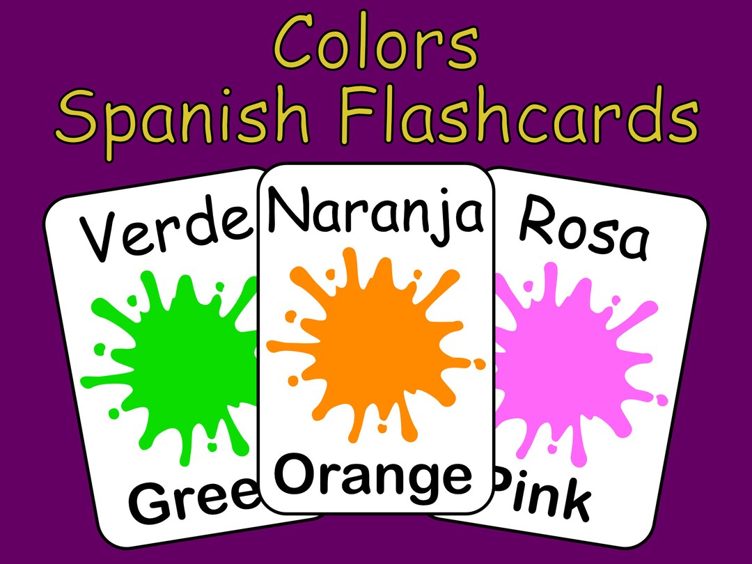 Spanish Colors Flashcards Vocabulary Study Flash Cards With - Etsy