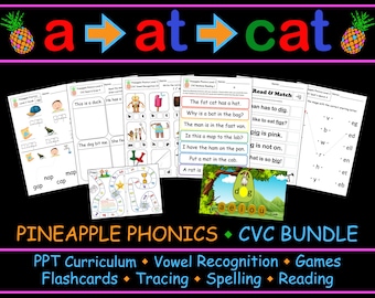 Pineapple Phonics Level 2 - English CVC Short Vowel Rainbow Reading ...
