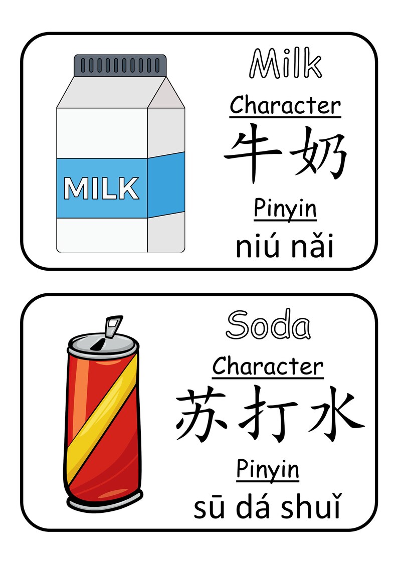 Mandarin Chinese Foods Flashcards 101 Food Vocabulary Flash Cards With ...