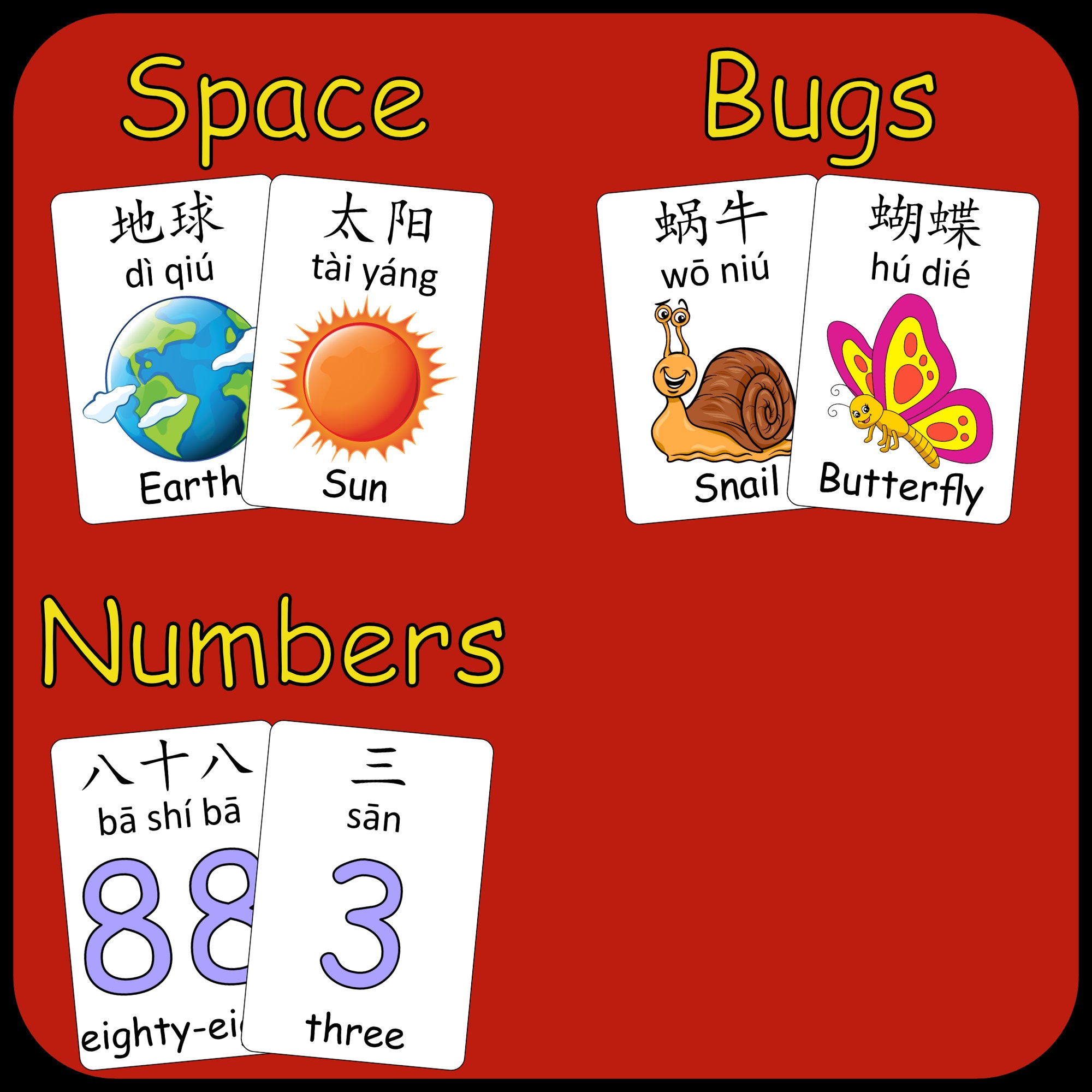 Learn Mandarin Chinese to English Flashcards Chinese Bilingual Flash ...