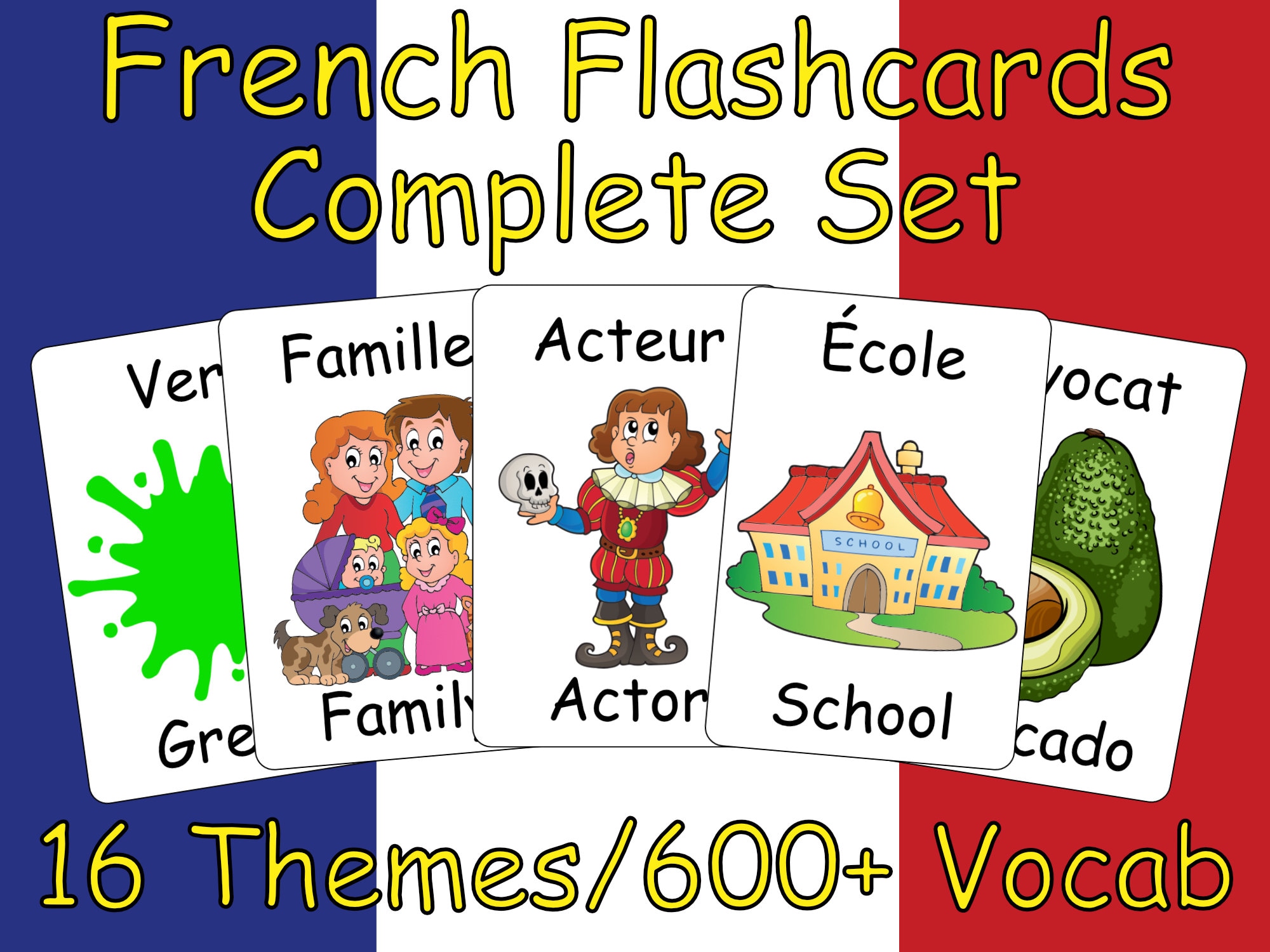 Bilingual French-english Flashcards - Kids Educational Digital Download ...
