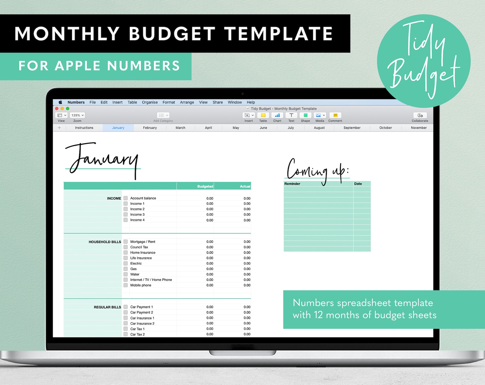 Numbers Monthly Budget Template - Zero Based Budgeting Spreadsheet From ...