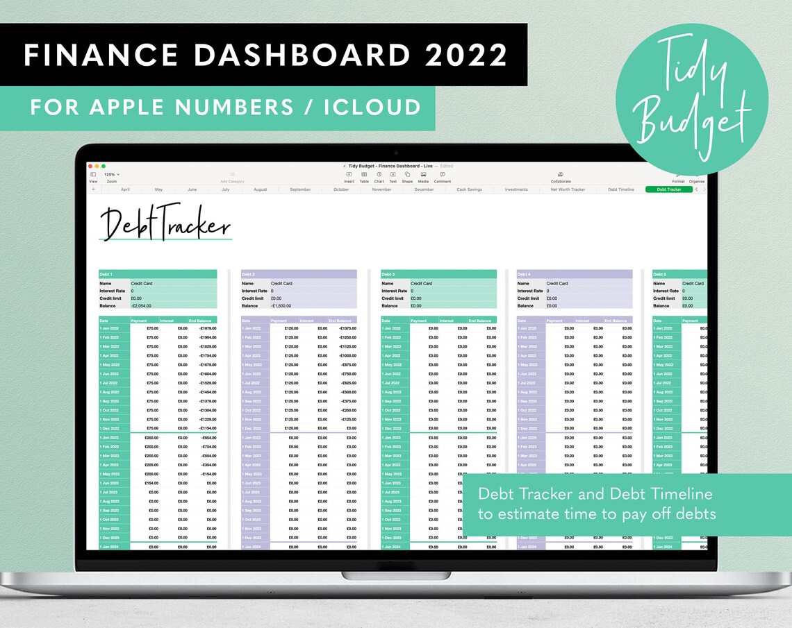 Finance Dashboard Apple Numbers and Icloud Zero Based - Etsy