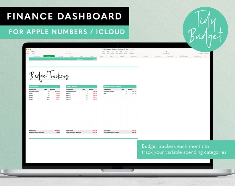 Finance Dashboard - Apple Numbers and iCloud Zero Based Budgeting ...