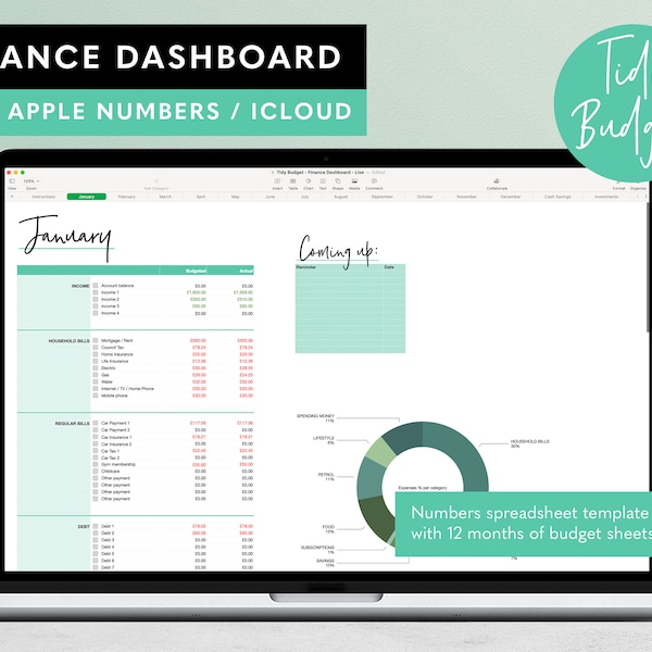 Apple Numbers Budget Template - Etsy