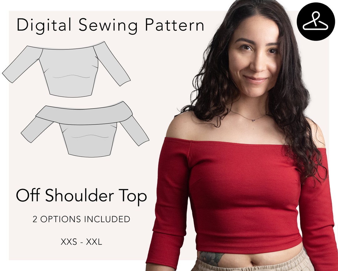 Off Shoulder Crop Top / Digital PDF Sewing Pattern / 2 Options Included ...