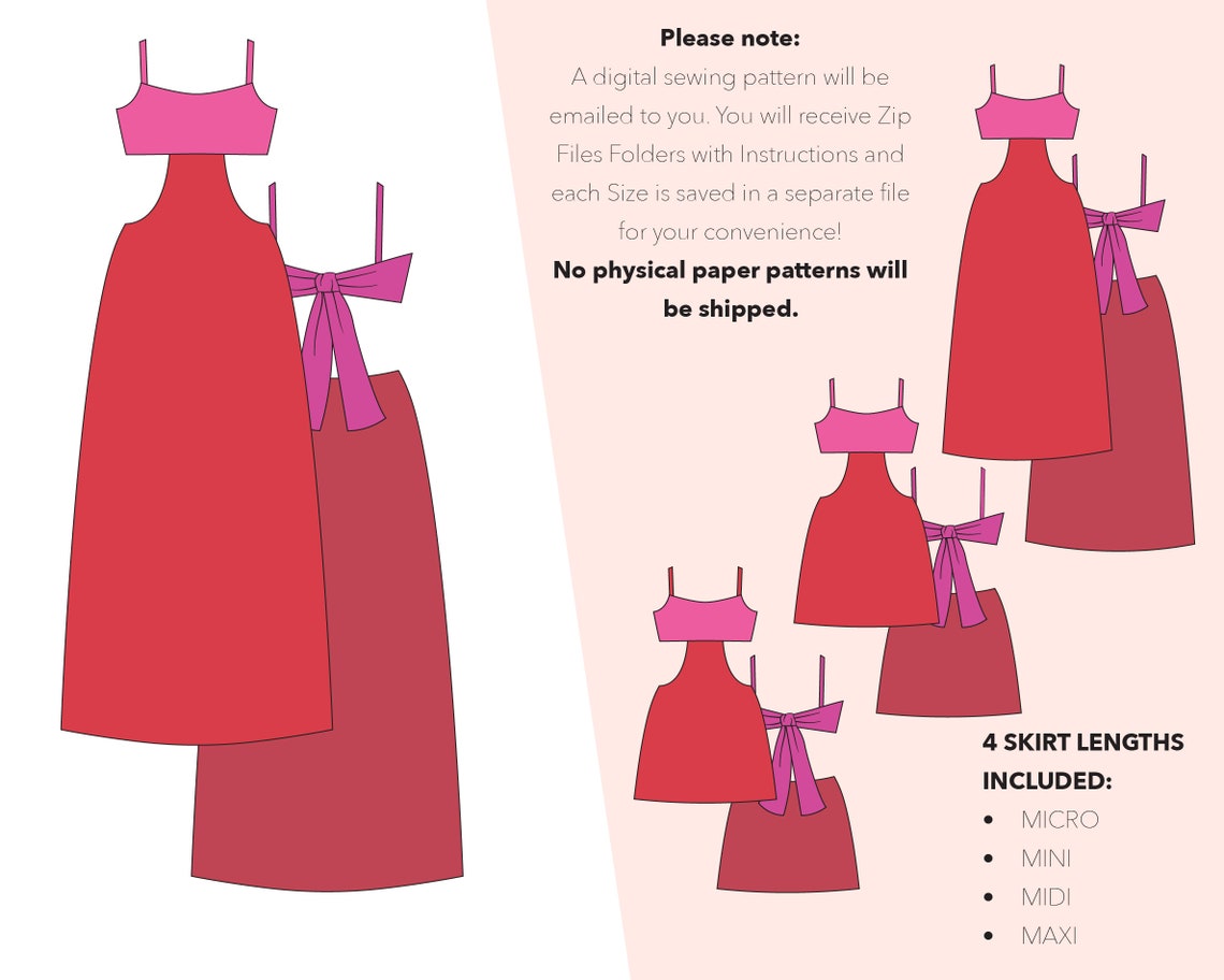 Cutout Dress / 3 Lengths - Mico, Mini & Maxi Length / Digital PDF ...