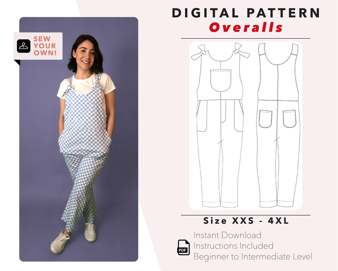 Overalls Digital Sewing Pattern / XXS - 4XL / Beginner Friendly ...