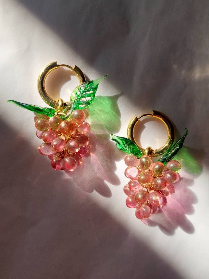 Handmade Grape Earrings Glass Drop Earrings Fruit Earrings - Etsy