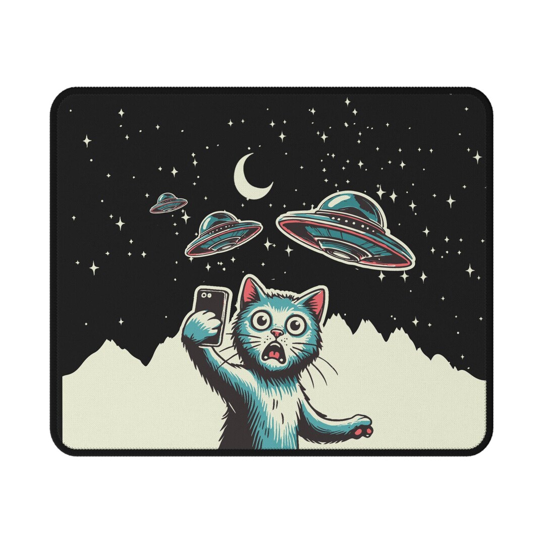 Funny Cat Alien Selfie Mouse Pad, Gamer Desk Mat, Space Theme - Etsy