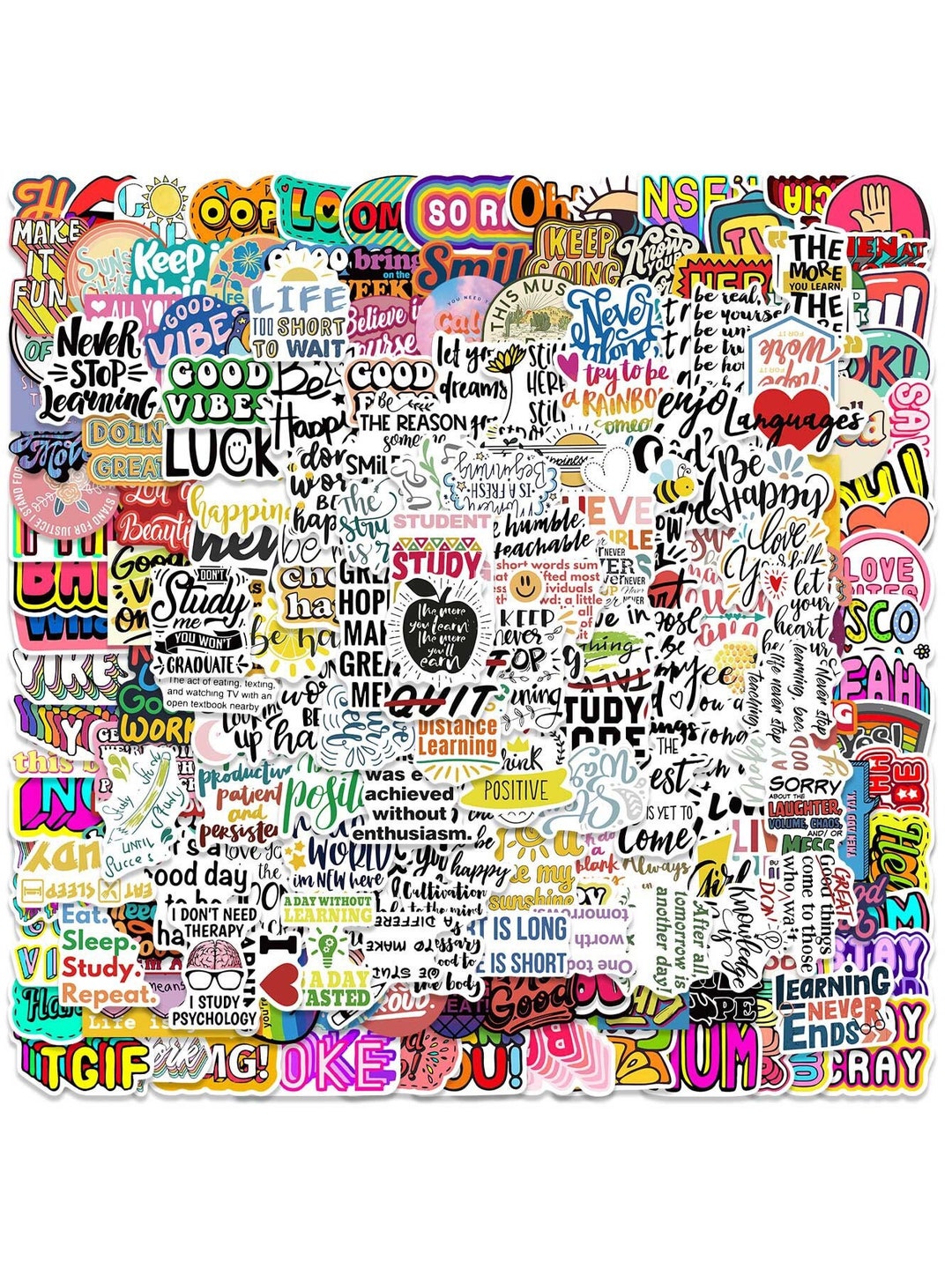 Graphic Slogan Sticker Pack, for Water Bottles, Laptop Stickers ...