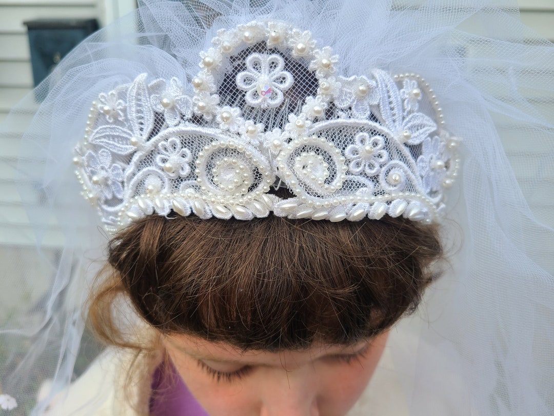 Very Pretty Vintage Floral Queen Anne Tulle Vail, Make It Your Own! - Etsy