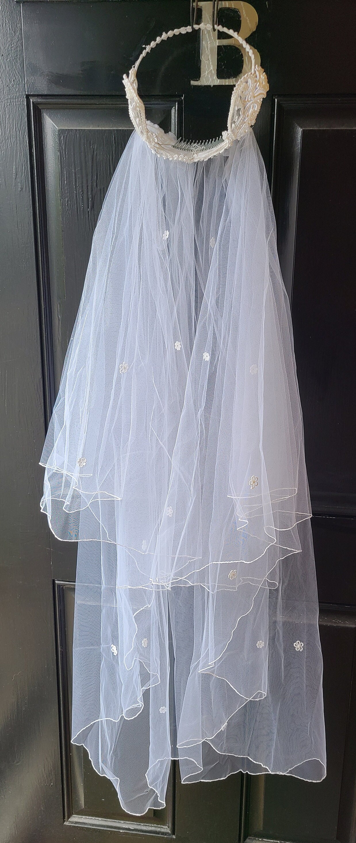 Very Pretty Vintage Floral Queen Anne Tulle Vail, Make It Your Own! - Etsy
