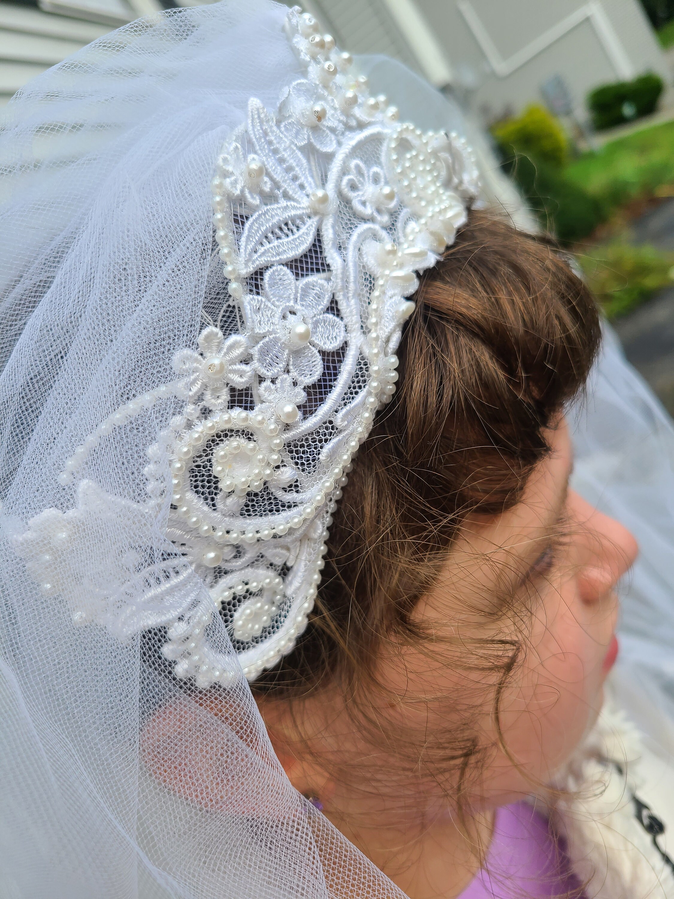 Very Pretty Vintage Floral Queen Anne Tulle Vail, Make It Your Own! - Etsy