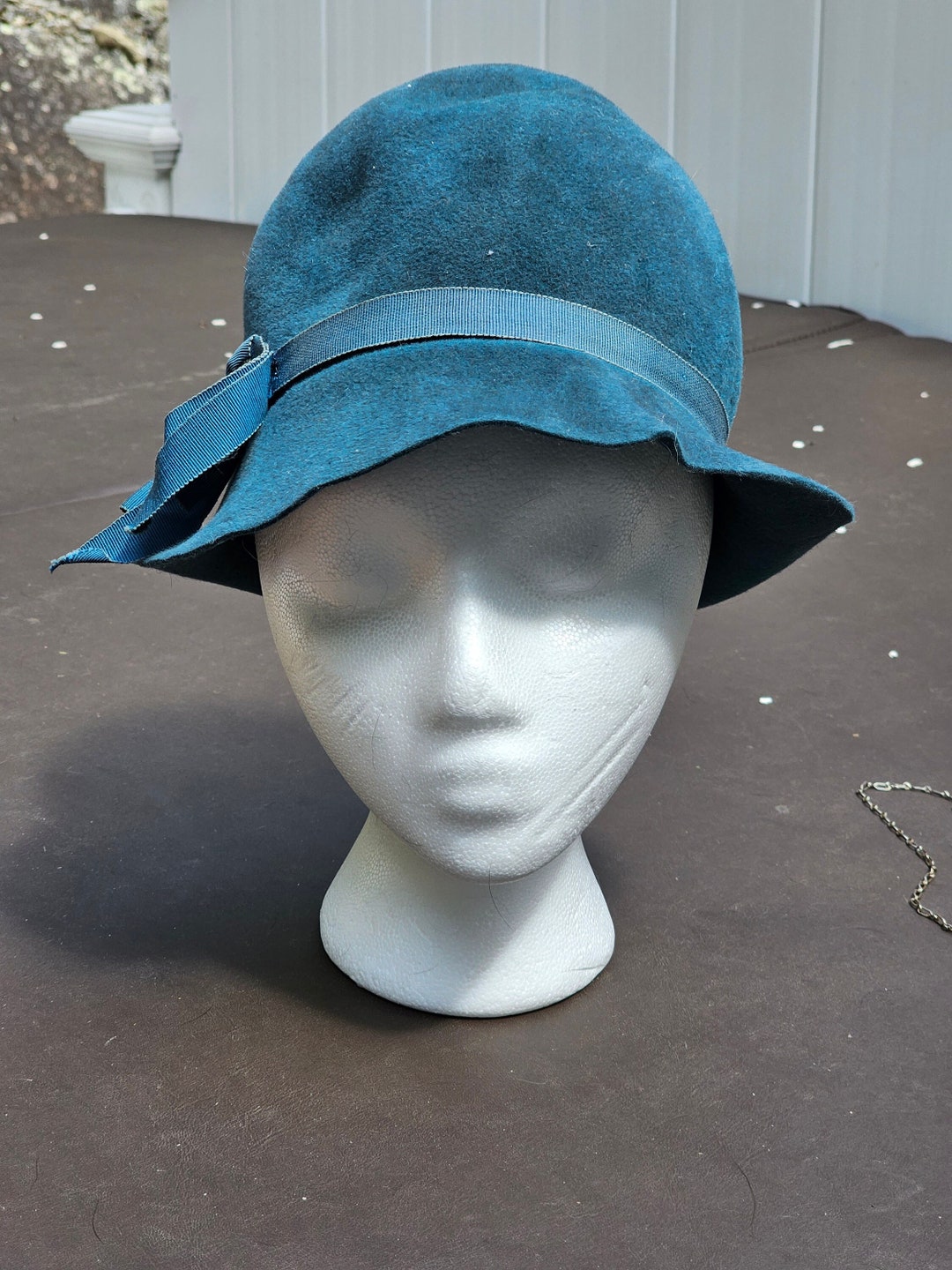 Vintage Vintage Italian Cloche, Blue Velour Vintage Hat, Genuine Velour ...