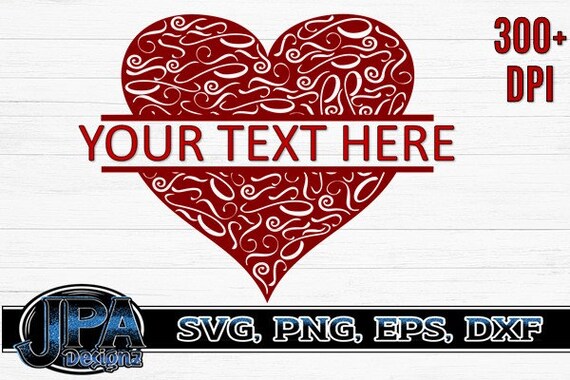 Scroll Heart Svg Split Heart Svg Digital Download PNG | Etsy Canada