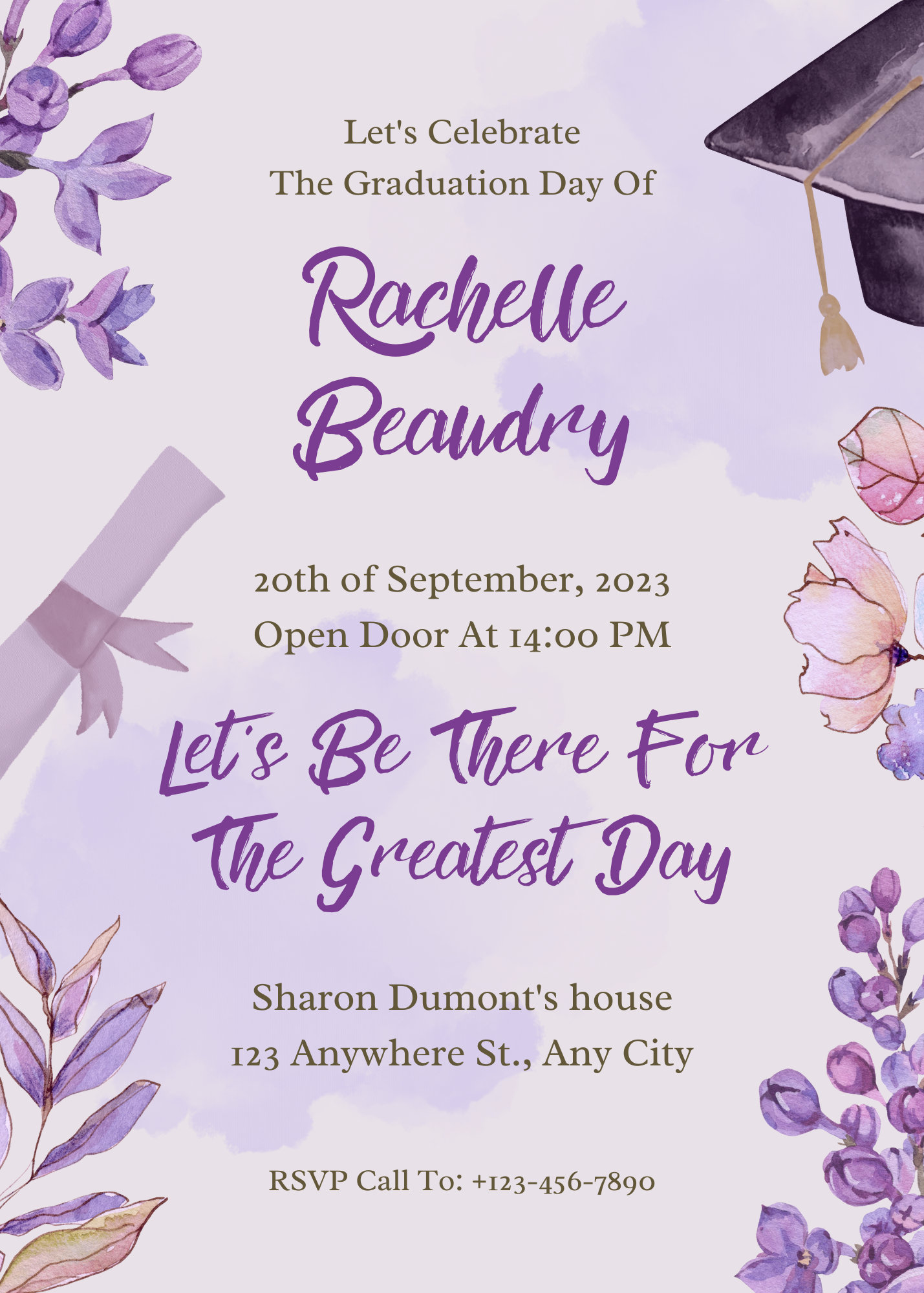 Purple Graduation Invitation, Instant Download, Graduation Party ...