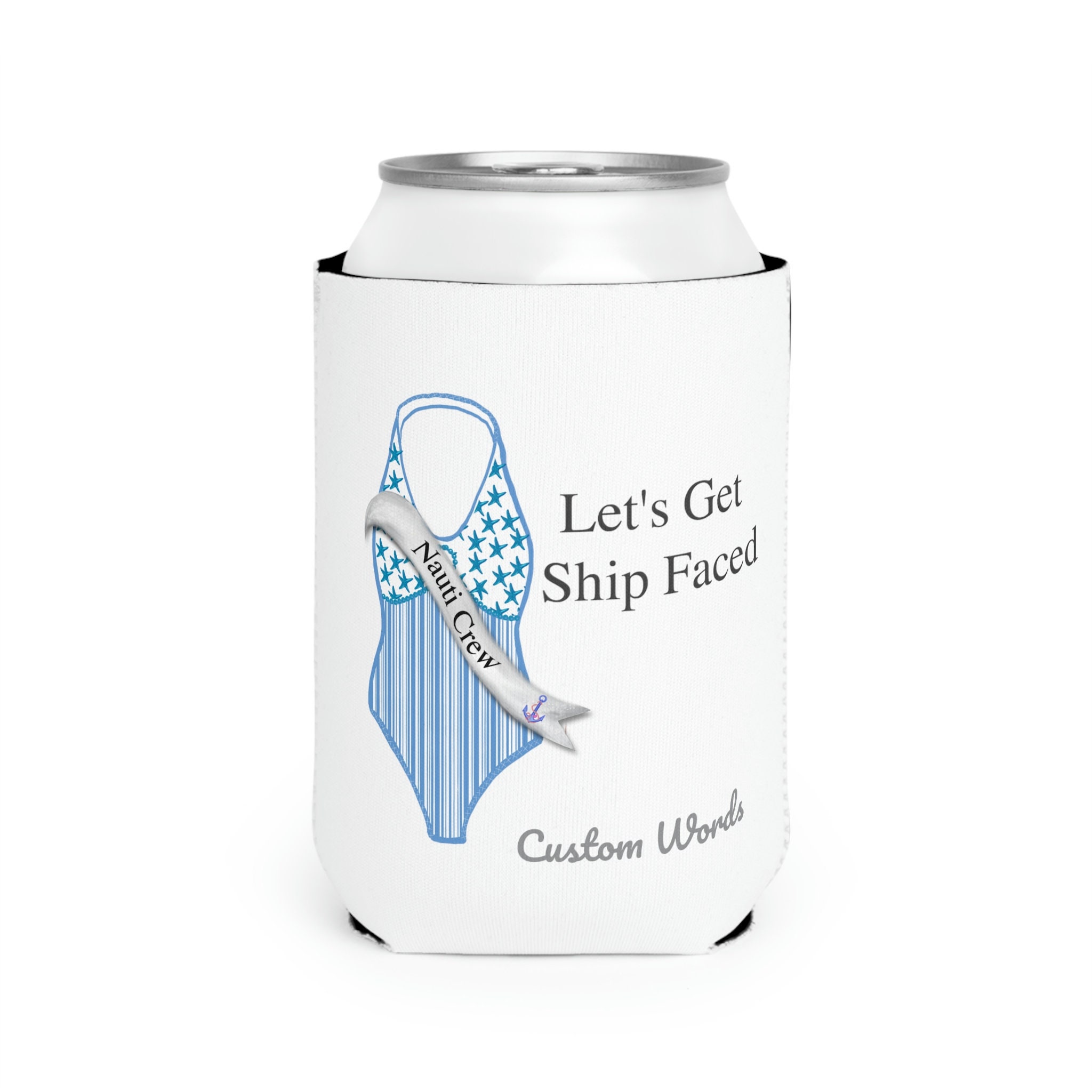 Pontoon Girl® - SFACED NCREW Boat Bride - Custom Can Cooler Blue ...