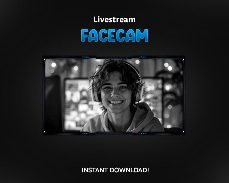 Webcam Overlay | Blue Theme | Facecam Overlay |twitch, Kick, Youtube ...