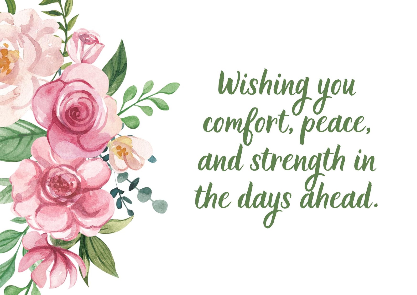 Comfort and Peace Sympathy Card – Printable Floral Grief Support ...