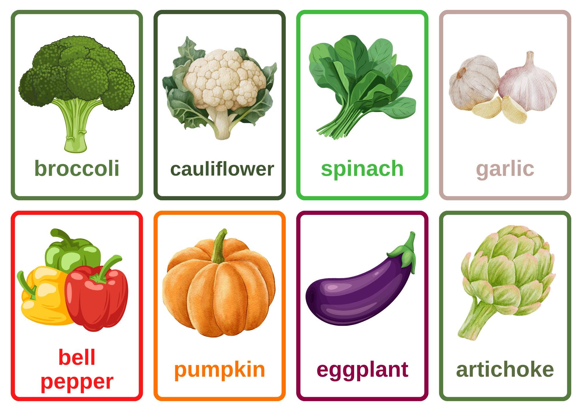 Printable Vegetables and Herbs Flashcards - Etsy