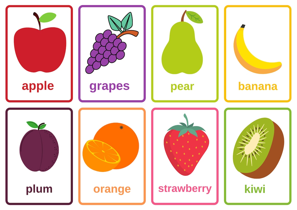 Printable Fruit Flashcards for Kids - Etsy Canada