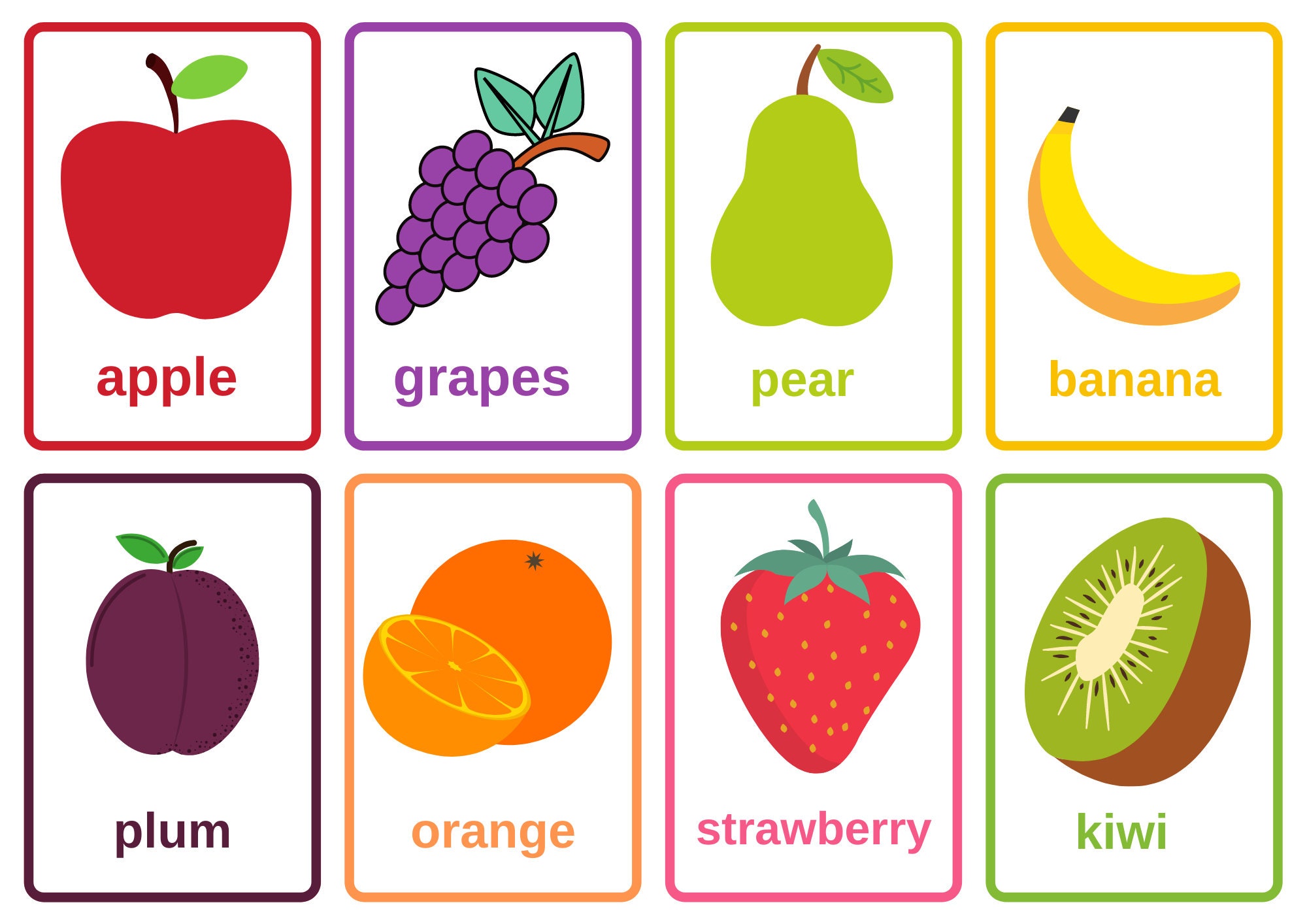 Tarjetas De Frutas Imprimibles Para Niños Etsy México