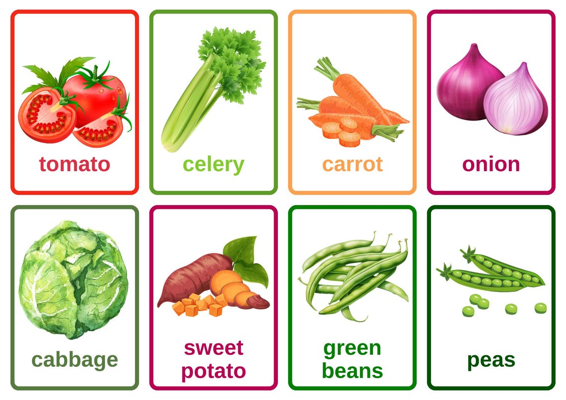 Printable Vegetables and Herbs Flashcards - Etsy