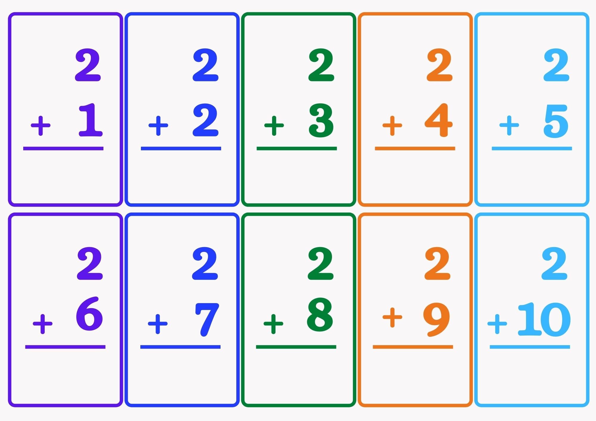 Colourful Addition Printable Flashcards - Etsy