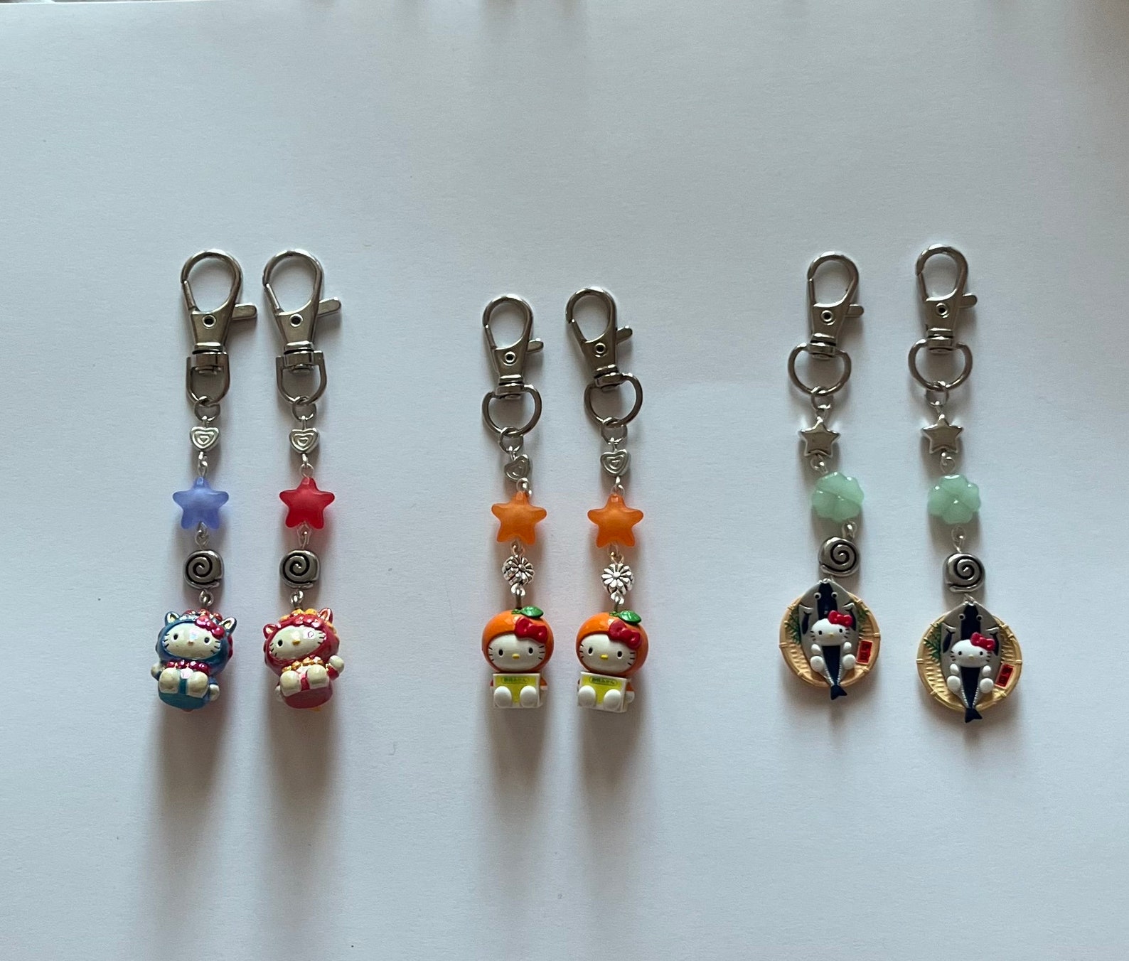 Set of 2 Cute Gotochi Japanese Kitty Beaded Keychains Y2k Cottagecore ...