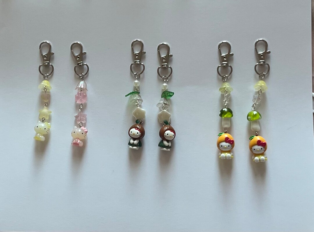 Set of 2 Cute Gotochi Japanese Kitty Beaded Keychains Y2k Cottagecore ...