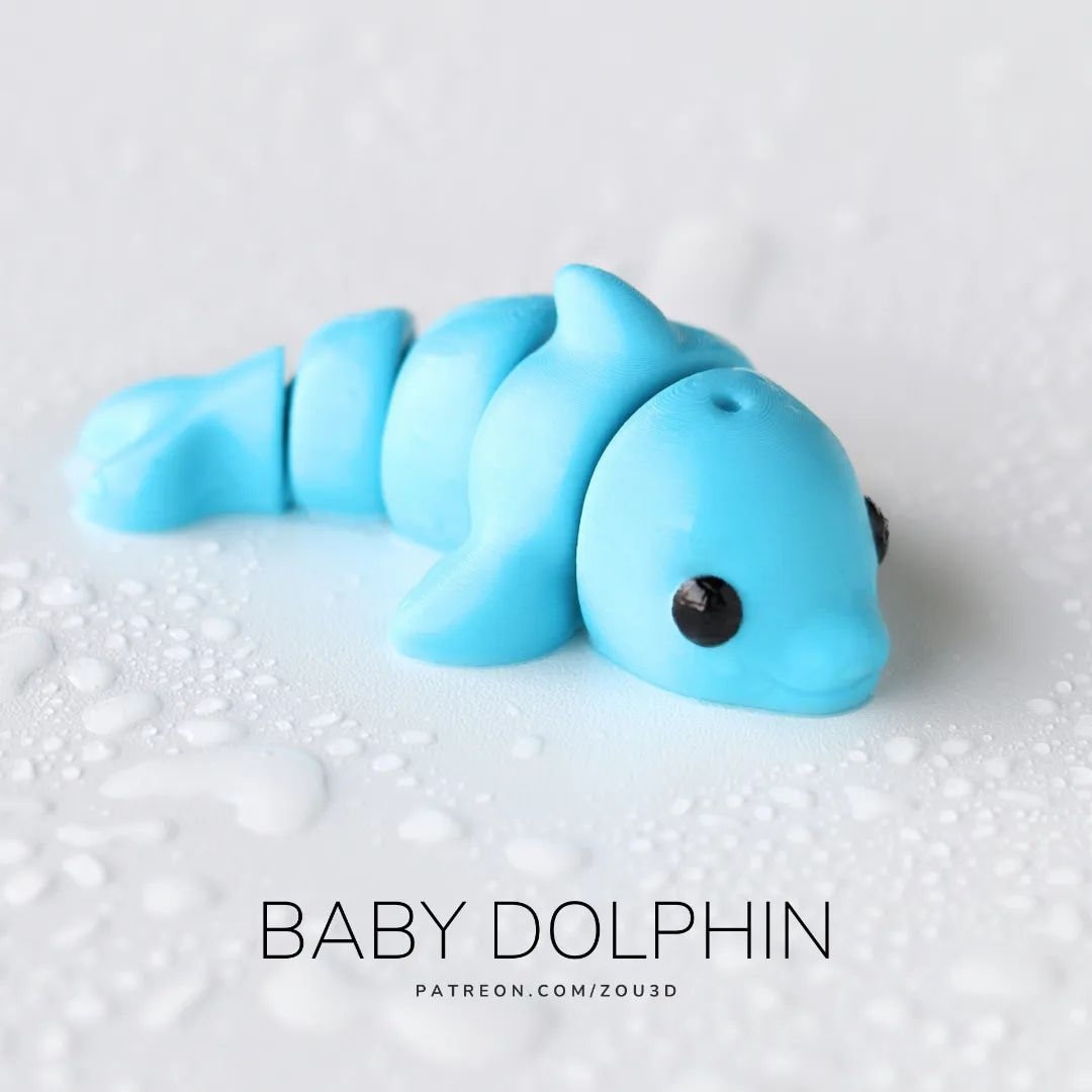 Cute Baby Dolphin 3D Printed Articulated Dolphin Fidget Toy Fidget Pet ...