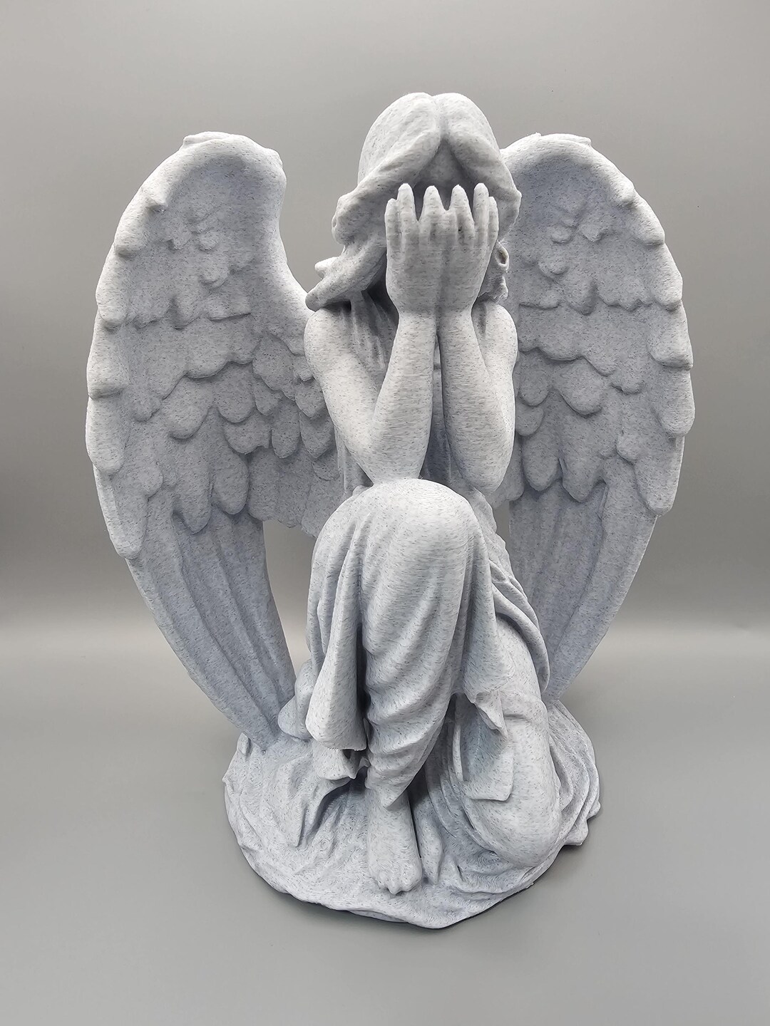 3D Printed Mourning Angel Statue: Stone Effect Gothic Decor - Etsy UK