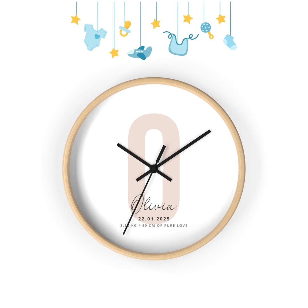 Personalized Baby Name Wall Clock – Custom Nursery Decor & Baby Shower ...