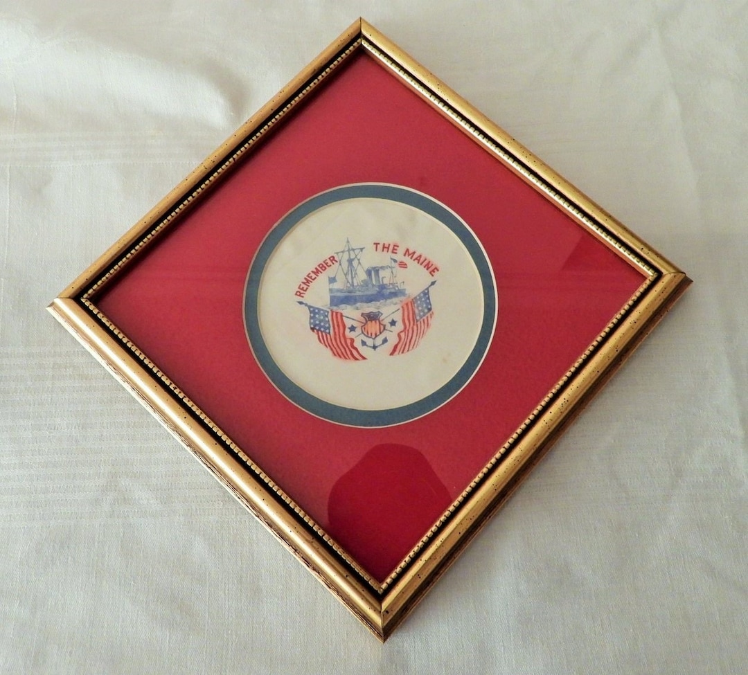 Remember the Maine US Navy Ship Spanish American War Souvenirframed ...