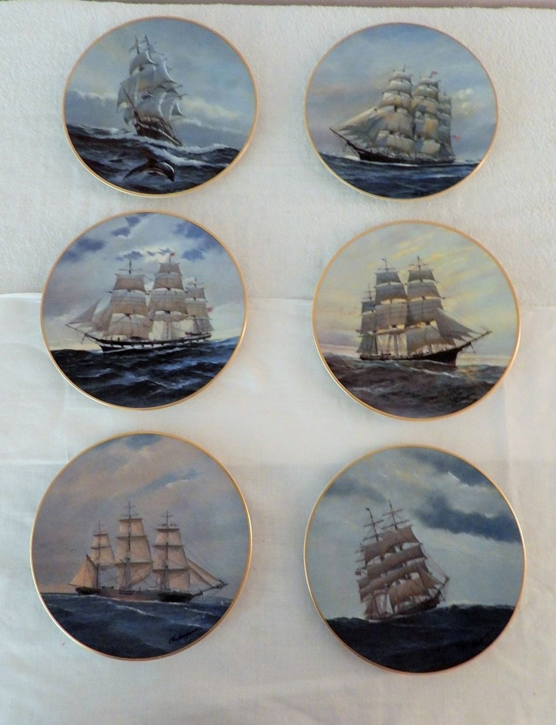 Golden Age of Sail Clipper Ship Plates Charles Lundgren Set of 6 Young ...