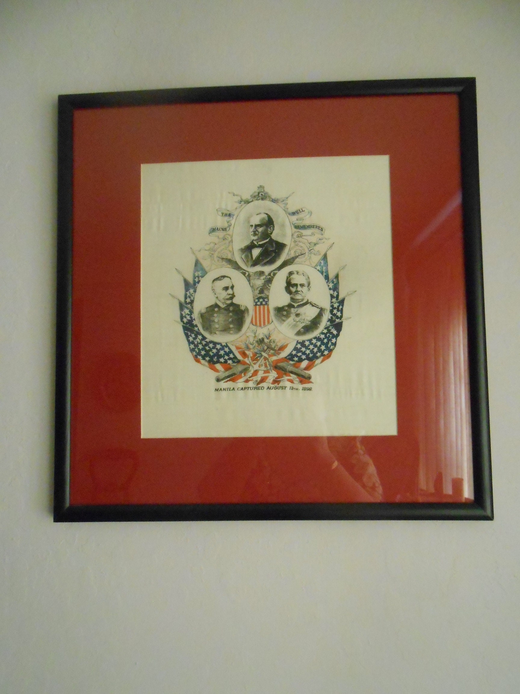 Remember the Maine US Navy Battleship Print on Linen President Mckinley ...